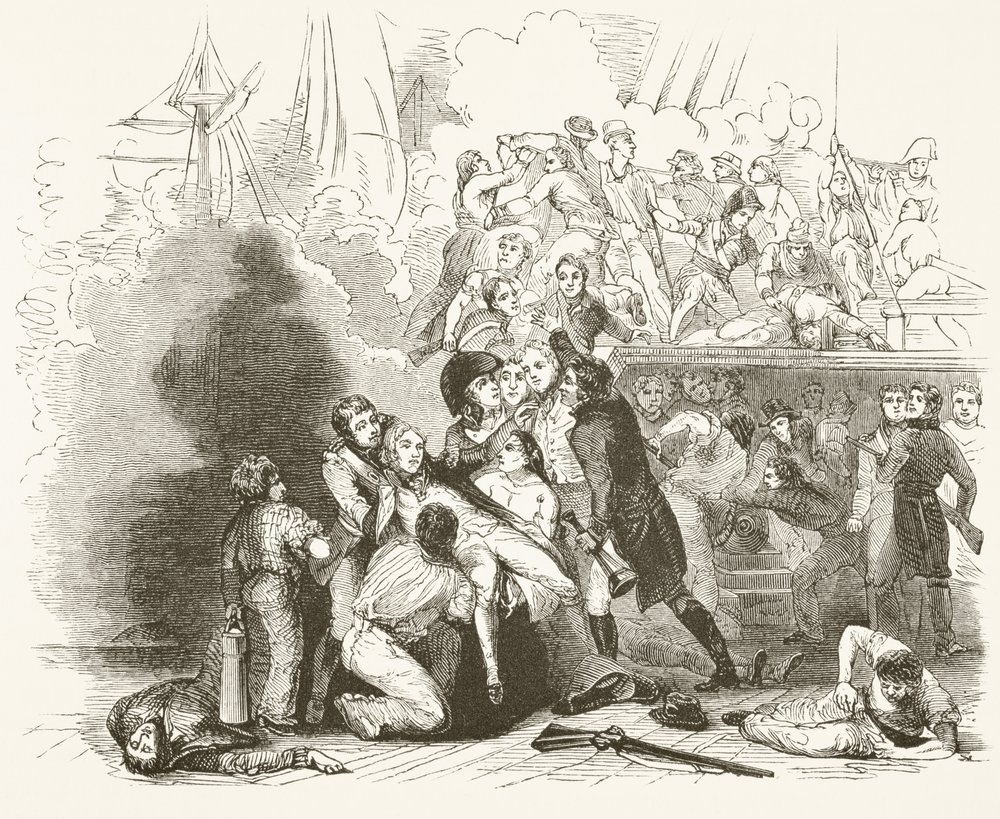 The Death of Lord Nelson at the Battle of Trafalgar, from 'The National ...