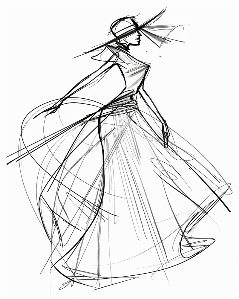 Minimalist Single-Line Sketch of AAPI Fashion Design