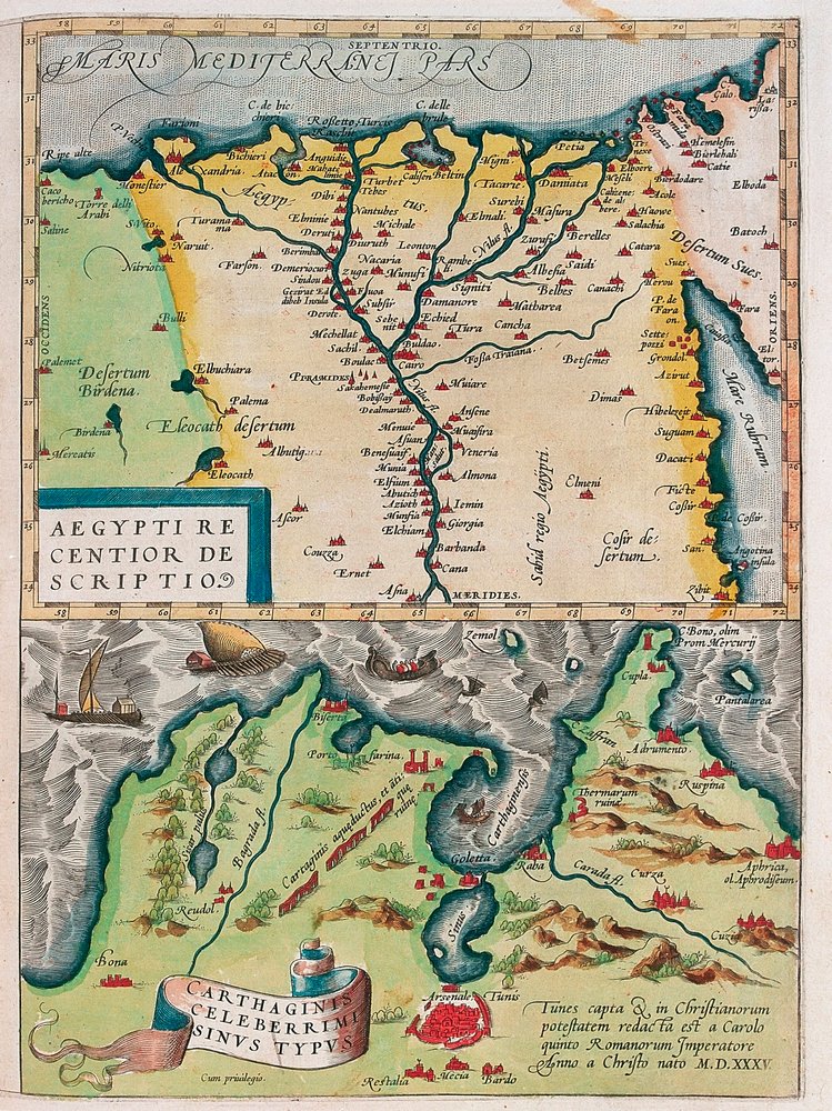Geography map of Egypt with the cities of the Nile and Carthage ...