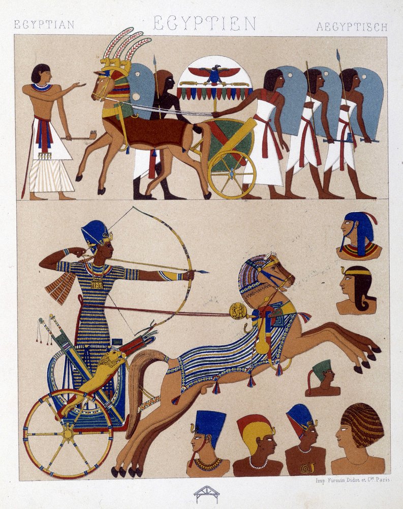 Reproduction of Frescoes of Ancient Egypt Including Ramses II on His ...