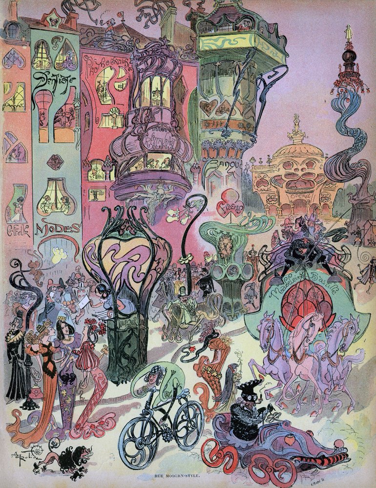 Advance view of Paris modern style by designer Albert Robida