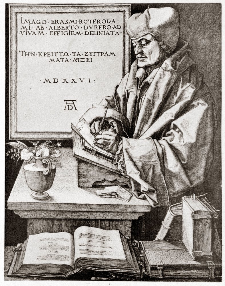 Erasmus to His Writing (Engraving by Albrecht Durer Reproduced at the ...