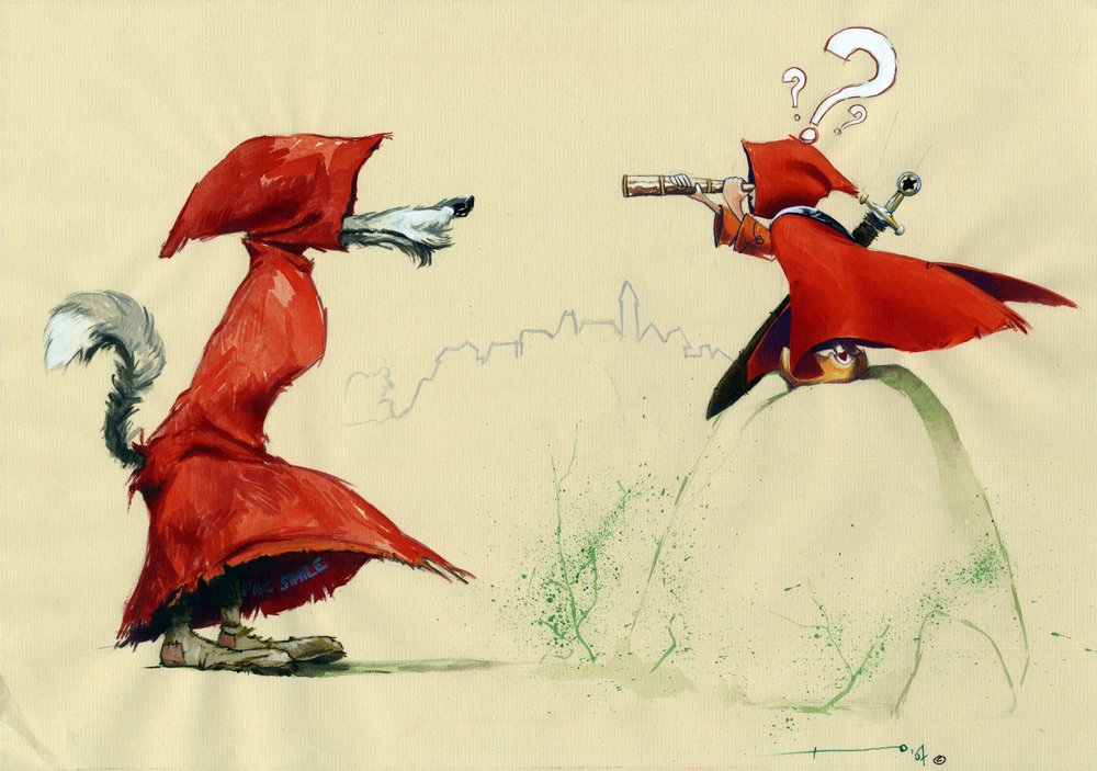 how to draw little red riding hood wolf