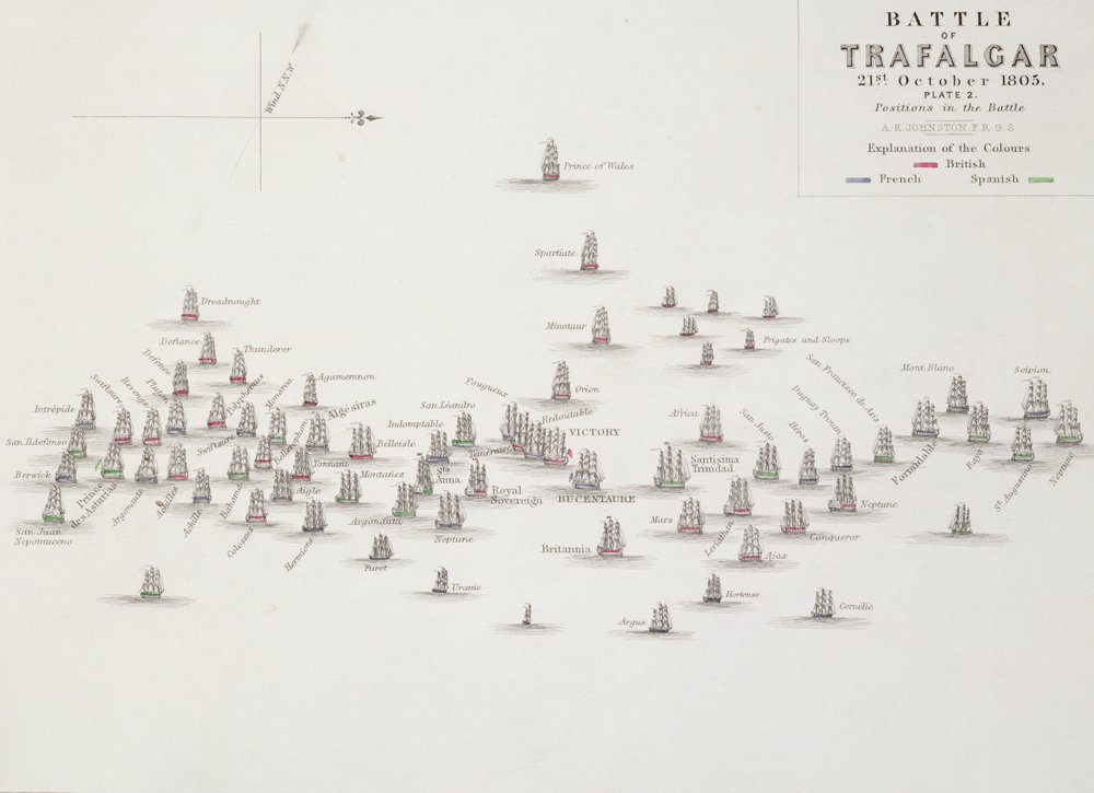 The Battle of Trafalgar, 21st October 1805, Positions in the Battle