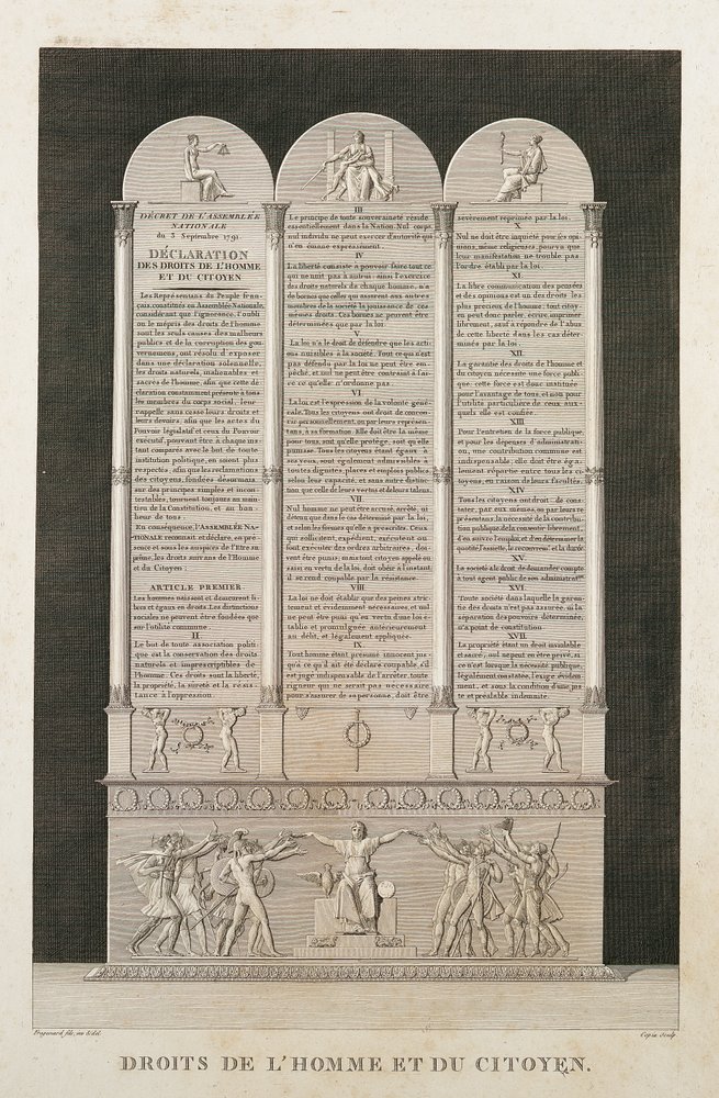 French Declaration of the Rights of Man and the Citizen, engraved by ...