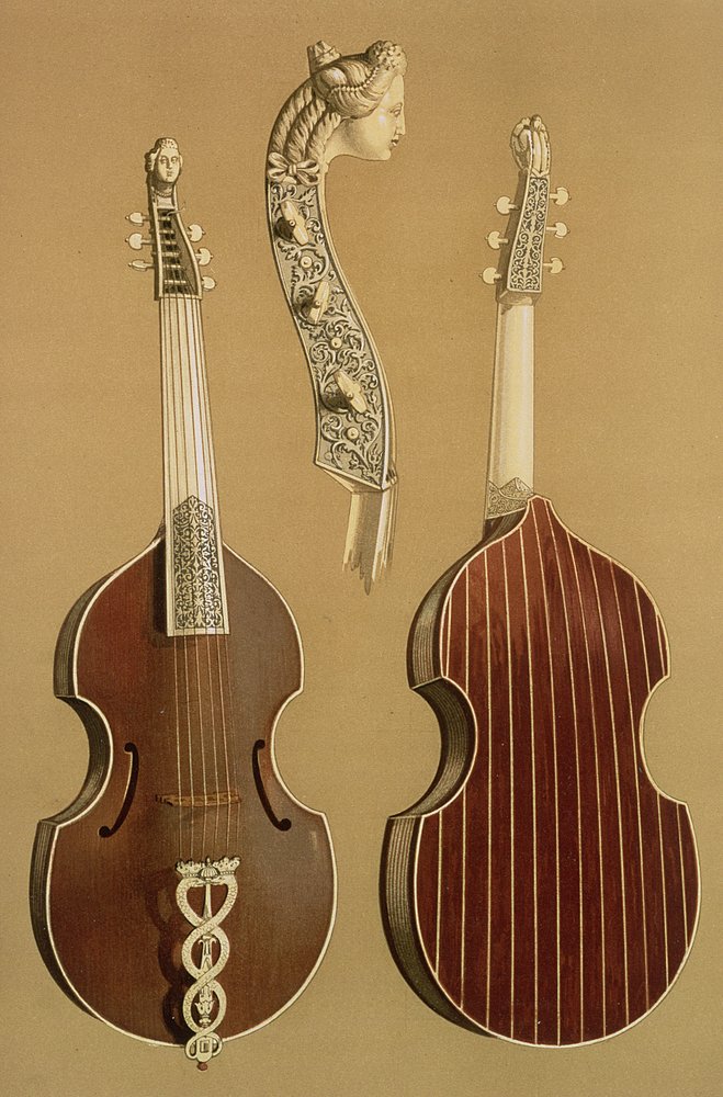 Viola da Gamba, or bass viol, by Joachim Tielke, Hamburg, 1701, from ...