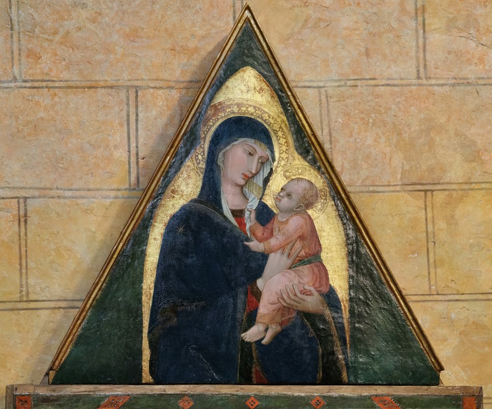 Saint Michael the Archangel slaying the dragon between Saints Benedict ...