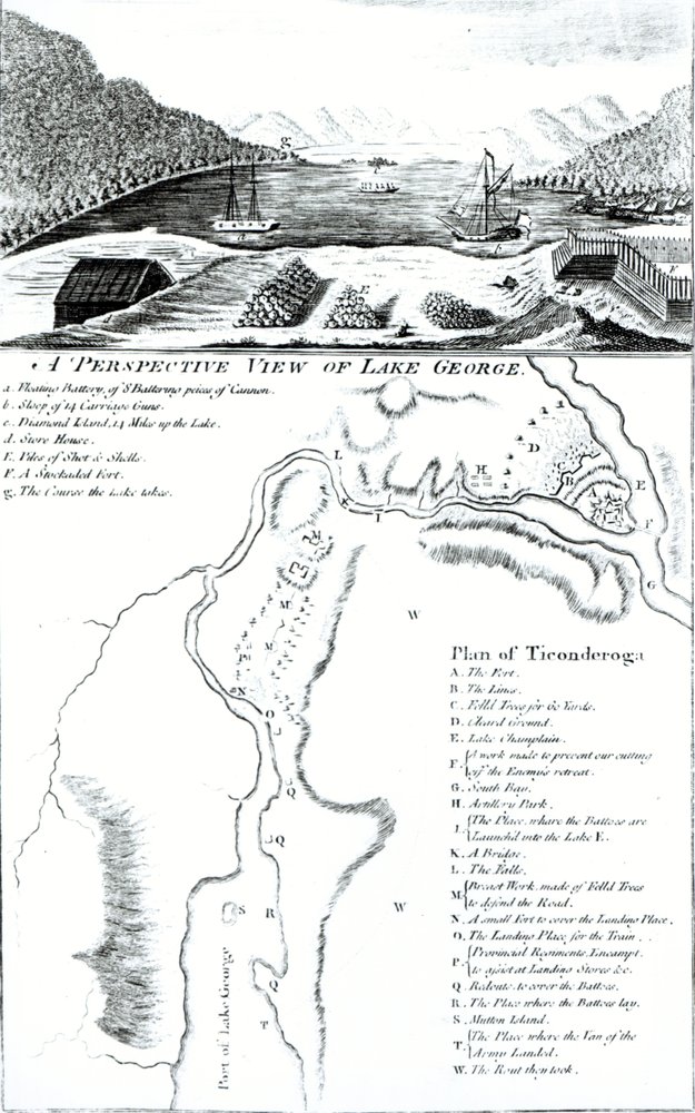 A Perspective View of Lake George and a Plan of Ticonderoga