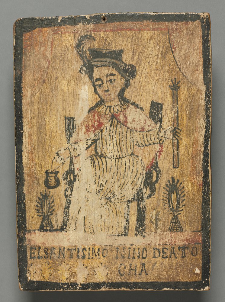 El Santo Nino de Atocha: saint of retablo by American School