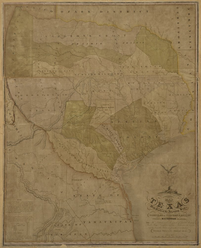 Map of Texas with Parts of the Adjoining States