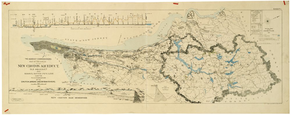 Map of the New Croton Aqueduct, Old Aqueduct and Bronx River Pipeline ...
