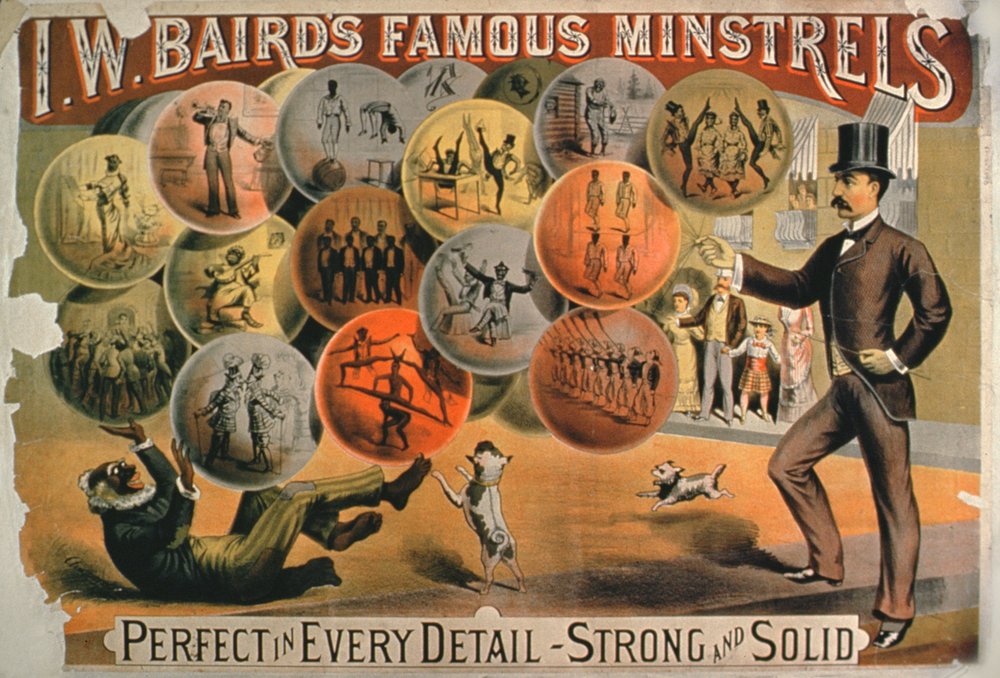 Poster for I. W. Baird's Famous Minstrels by American School