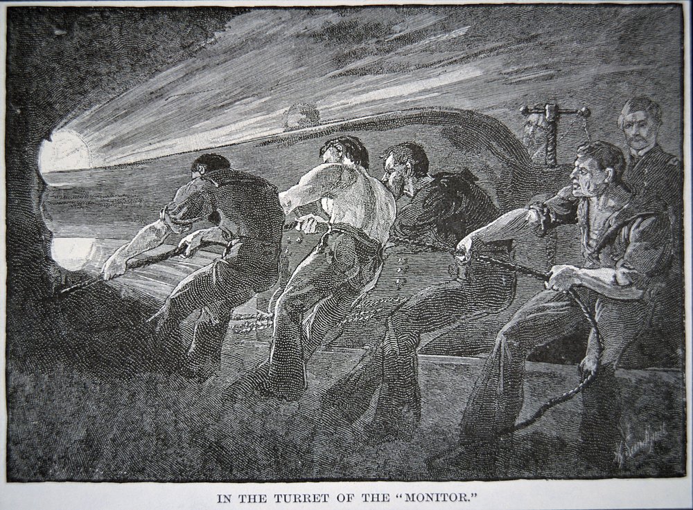 The turret of the 'Monitor' during the battle between the USS 'Monitor ...