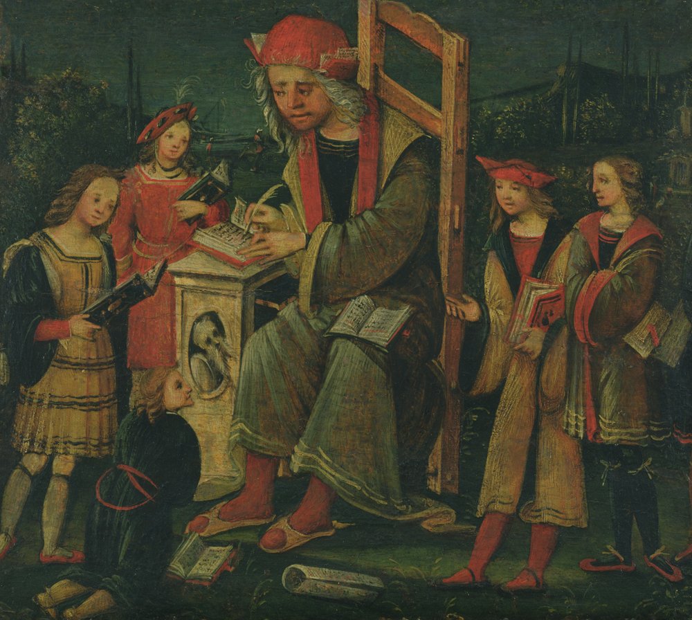 St Cassian in His Chair, Surrounded by His Students