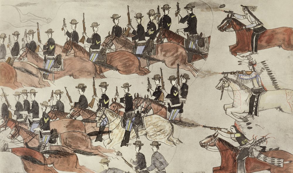 Major Marcus Reno's Retreat Before the Indian Counter-Attack