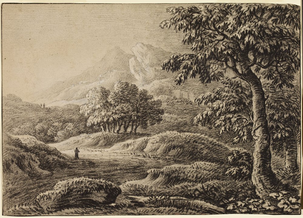 Landscape with Snow-Topped Mountains and Three Figures