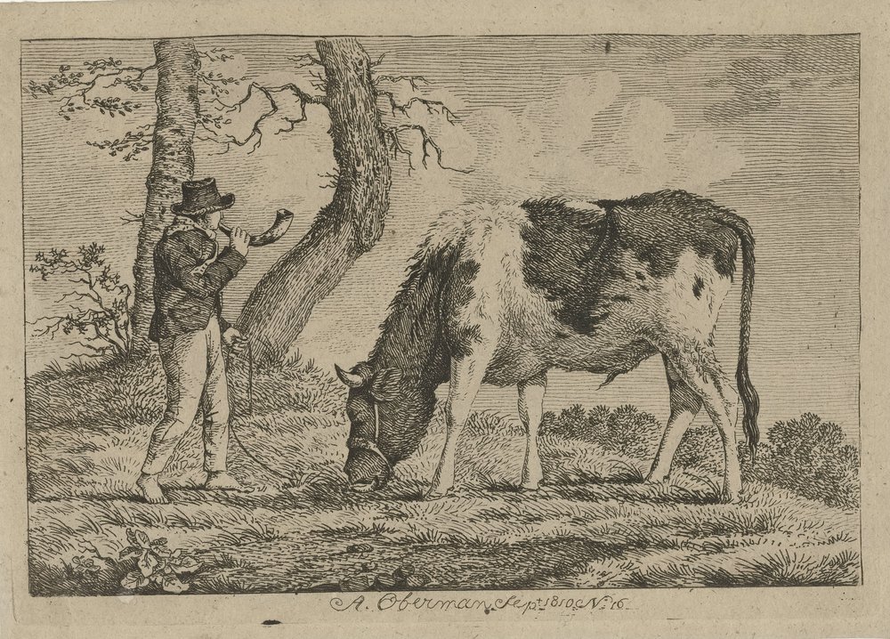 Shepherd with Cow (Studies of Cows, Sheep, and Goats)