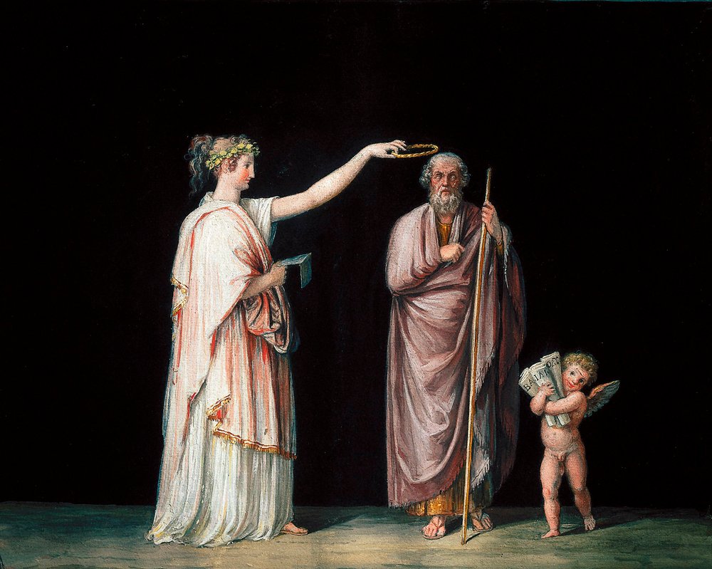 The Muse Calliope and Homer. Tempera by Antonio Canova