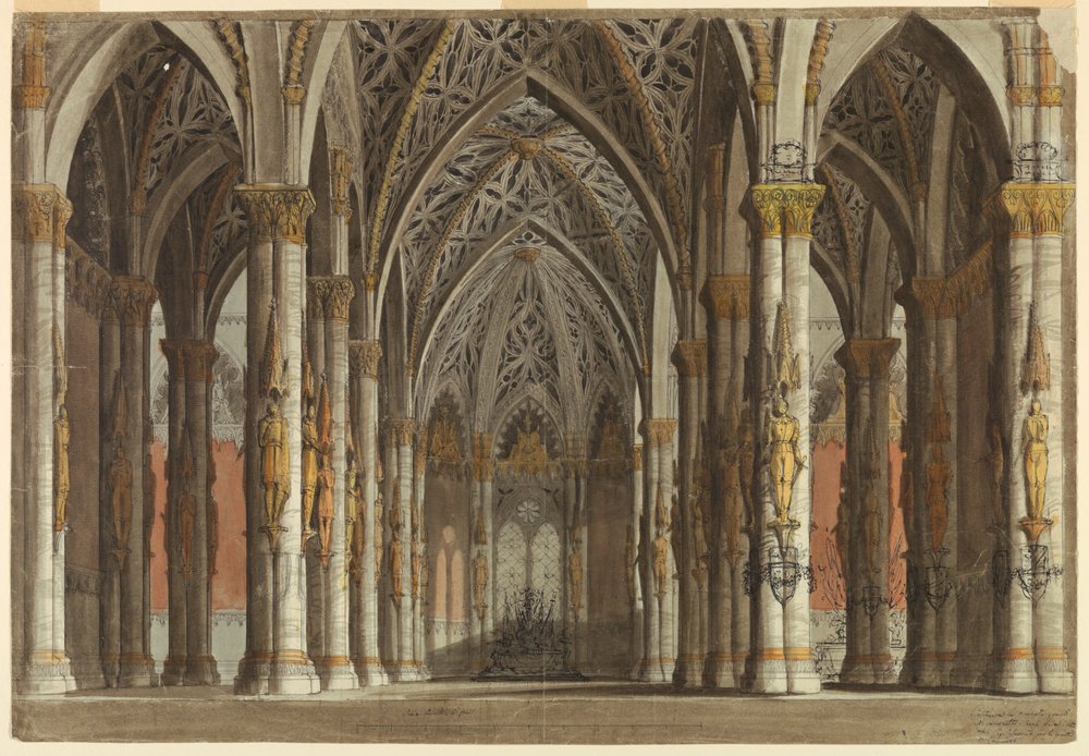 Stage Design: Gothic Hall by Antonio Giuseppe Basoli