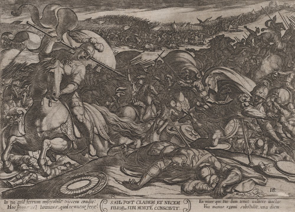 Plate 18: Saul's Suicide after His Defeat by the Philistines, from The ...