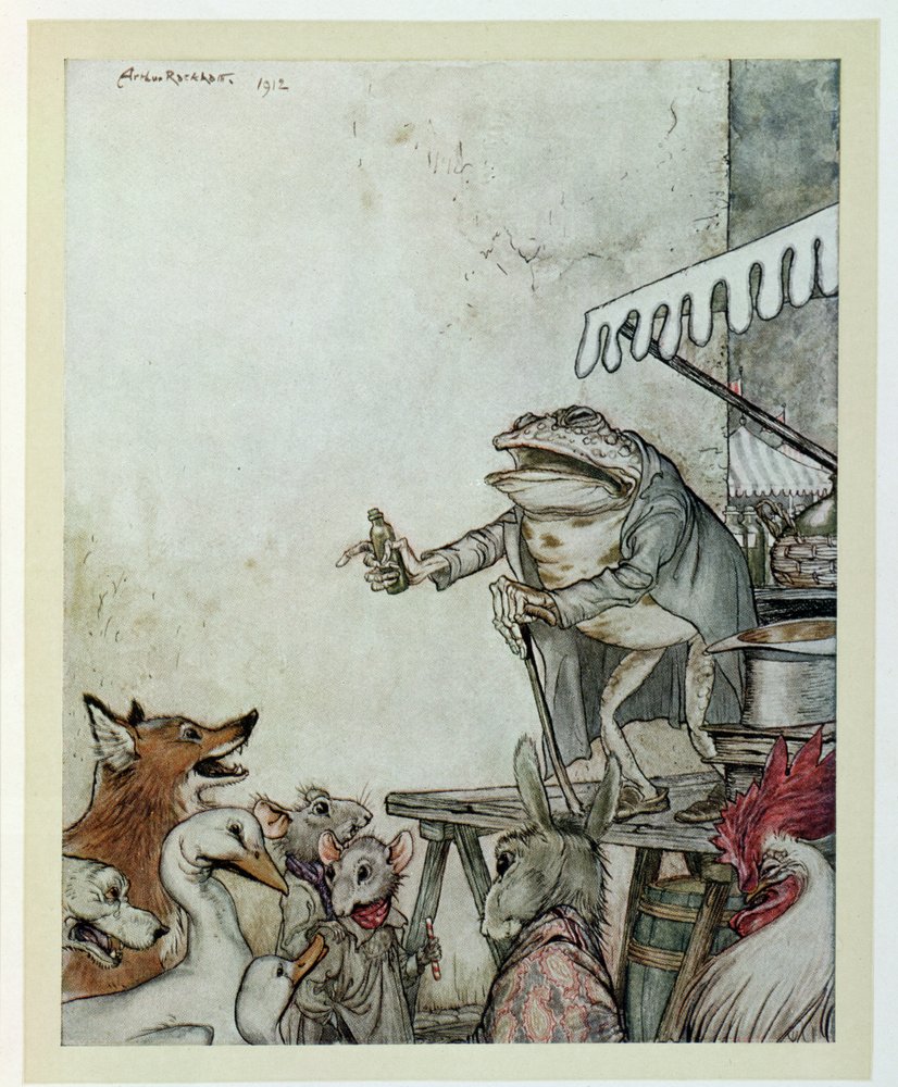 The Quack Frog, illustration from 'Aesop's Fables'