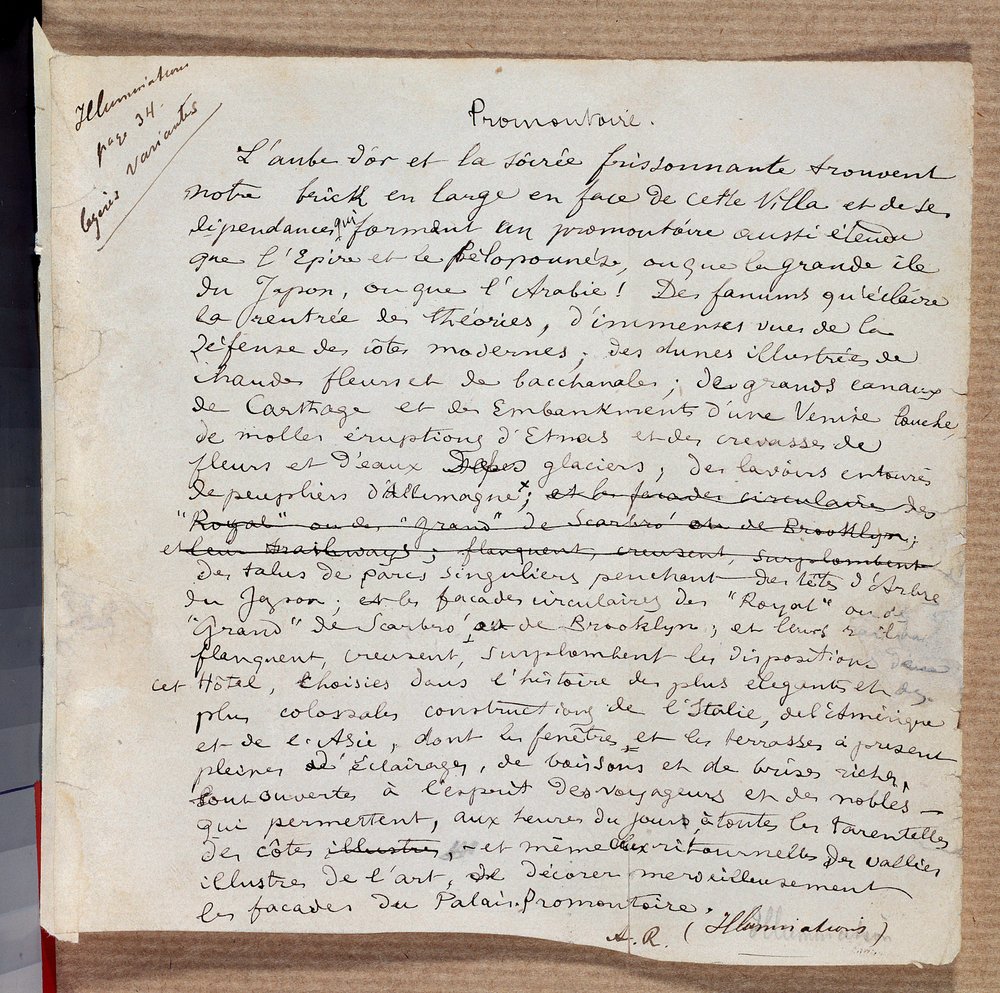 Manuscript of the poem Promontory by Arthur Rimbaud