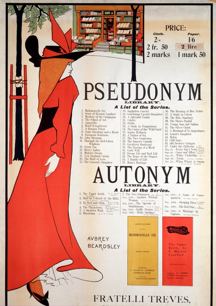 Poster for 'The Pseudonym and Autonym Libraries' (colour lithograph)