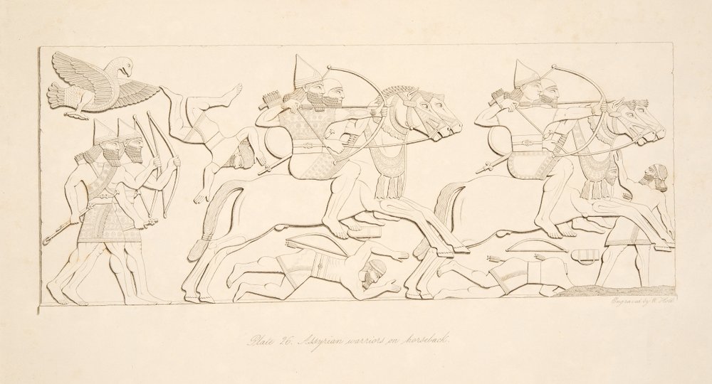 Assyrian warriors on horseback, from Monuments of Nineveh