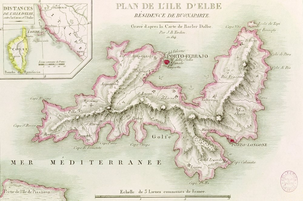 Map of the Island of Elba, engraved by Jean-Baptiste Tardieu