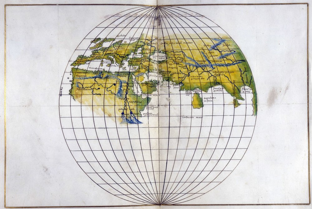 Hemispheric map of the old World, from Europe and Africa to India ...