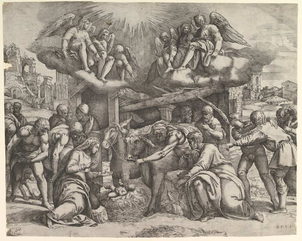 The Adoration of the Shepherds with Angels Overhead