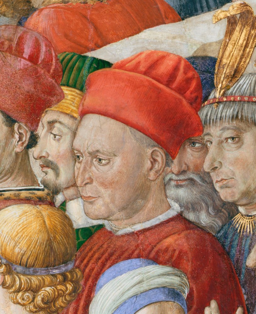 Face in the procession, detail from the Journey of the Magi cycle in ...