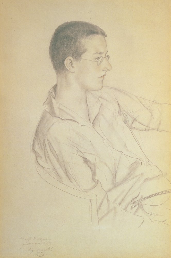 Portrait of Dmitri Dmitrievich Shostakovich (1906-75), 1923 (pencil on ...