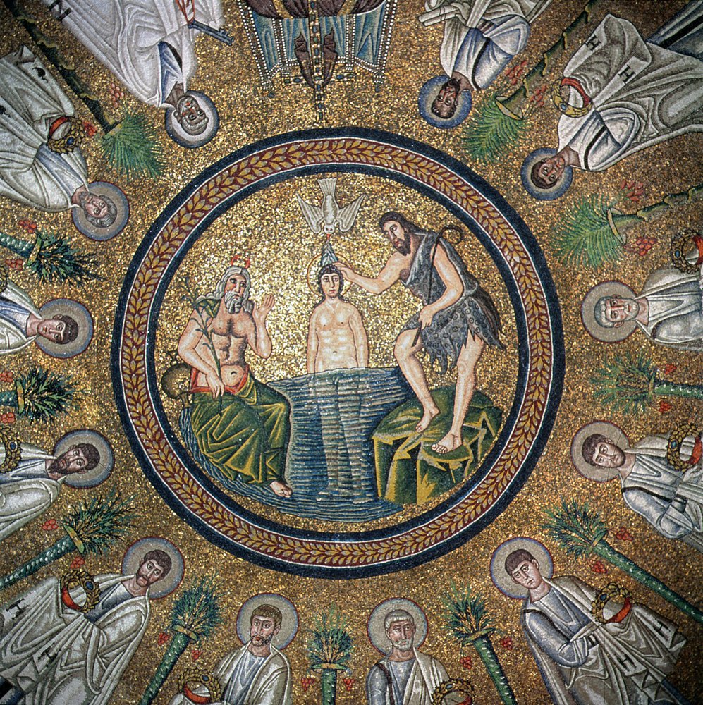 Baptism of Christ, surrounded by the Twelve Apostles
