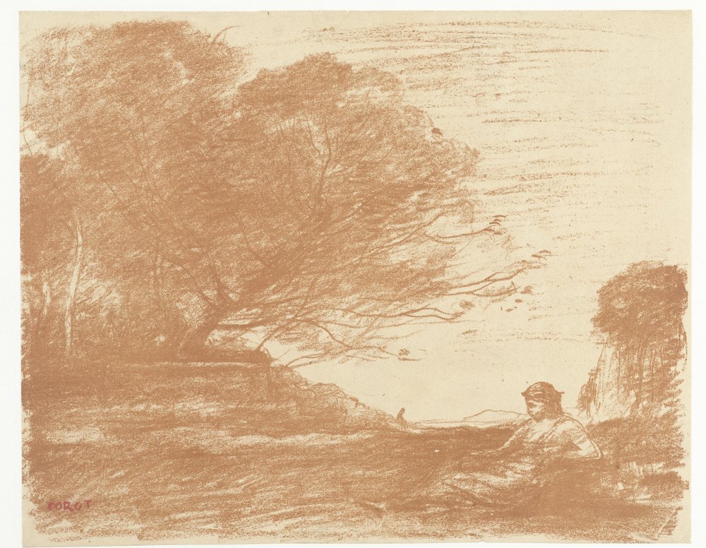 Sappho in Landscape by Camille Corot: Buy fine art print