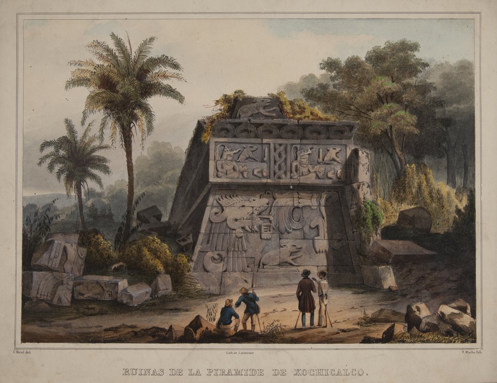 Ruins of the Pyramid of Xochicalco by Carl Nebel