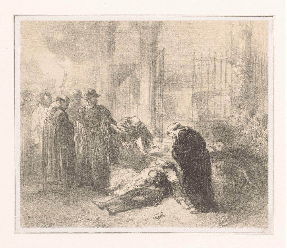 Bodies of Romeo and Juliet Among Mourning Figures