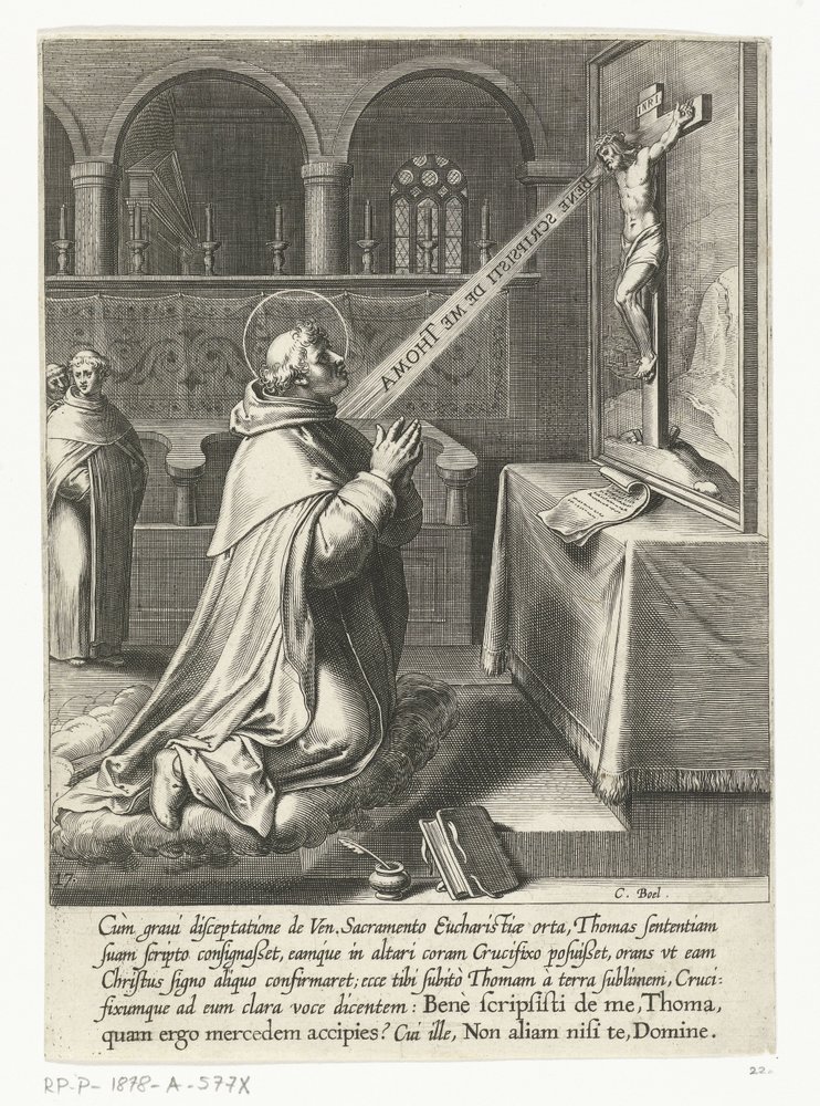 Saint Thomas Aquinas Speaking with a Crucifix