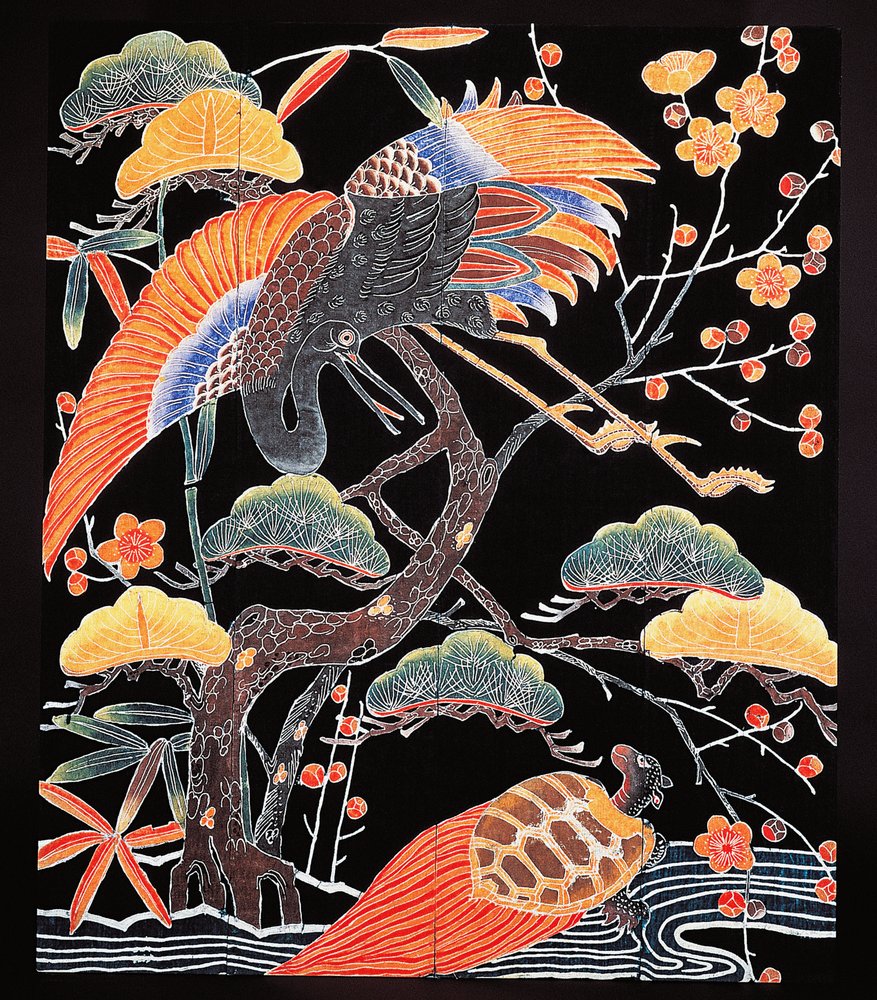 Cranes and long-tailed tortoise (detail) by Culture Edo