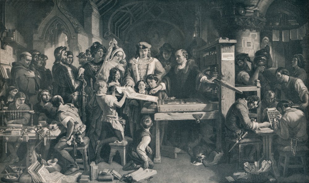 Caxton Showing the First Specimen of his Printing to King Edward IV