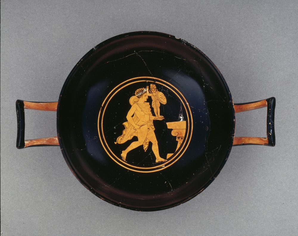 Attic red-figure stemless cup, depicting Diomedes stealing the magic ...