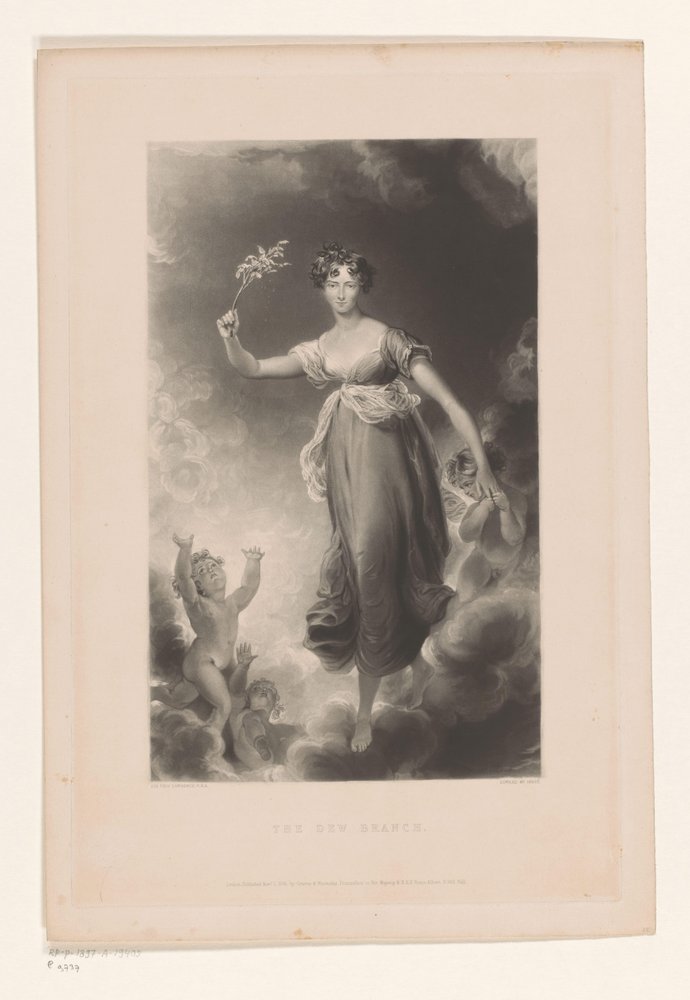 Angels and a Woman with a Branch Dripping Dew