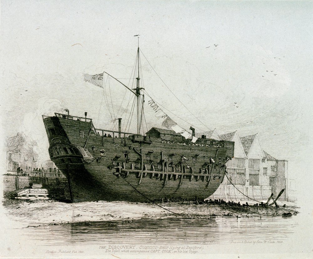 The 'Discovery' Convict Ship, the Vessel Which Accompanied Captain Cook ...