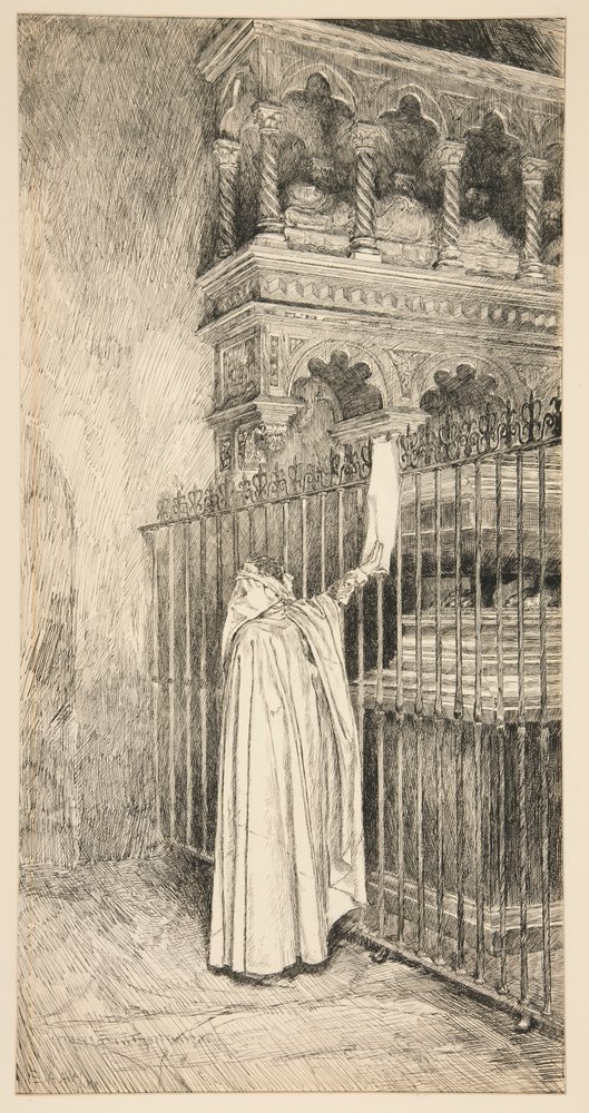 Claudio (reads from a scroll) by Edwin Austin Abbey