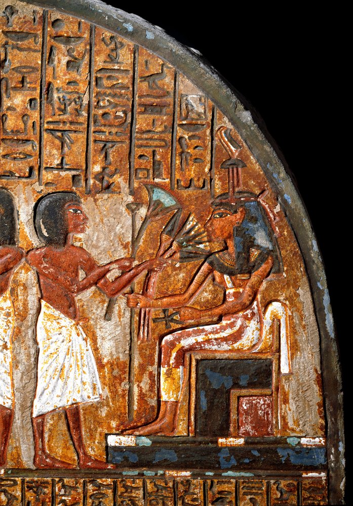 Funerary Stele of Minhotep: Detail Representing an Offering of Flowers ...
