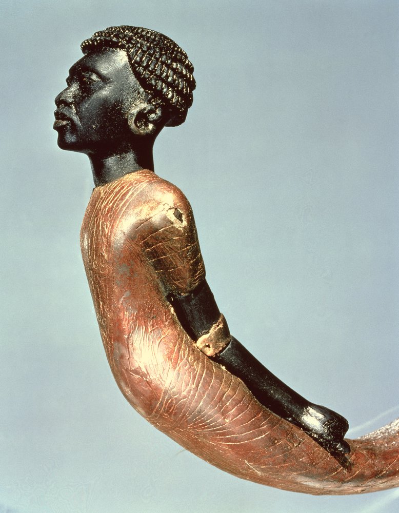Figure of an African man from the end of a ceremonial cane, from the ...