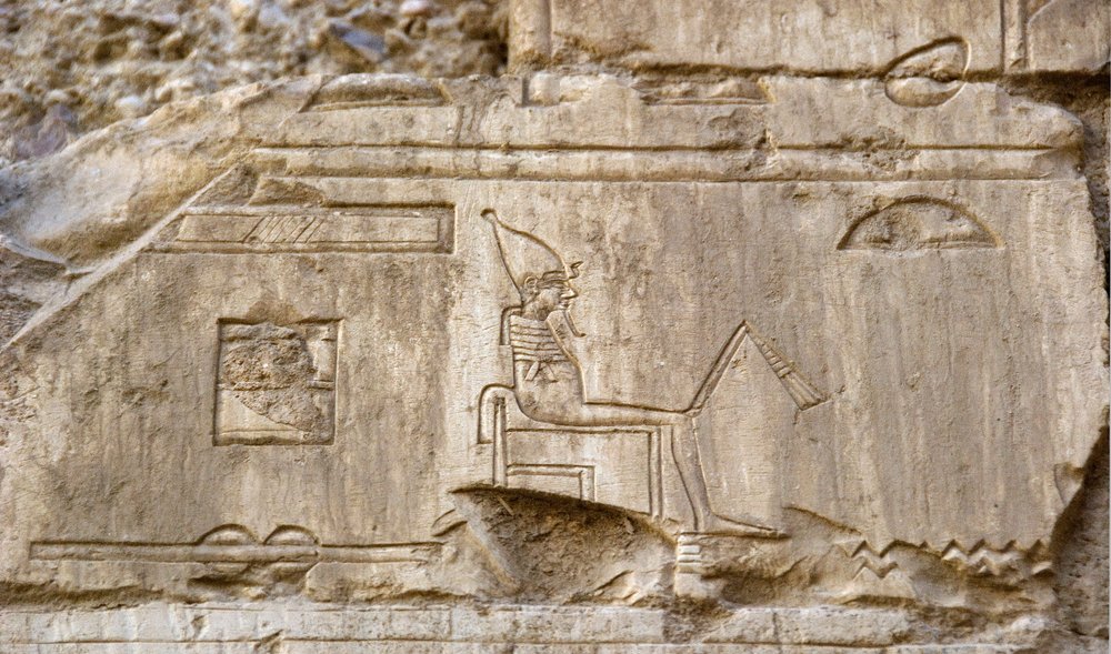 Egyptian antiquity: relief representing the deity Osiris. Tomb of Ankh-Hor