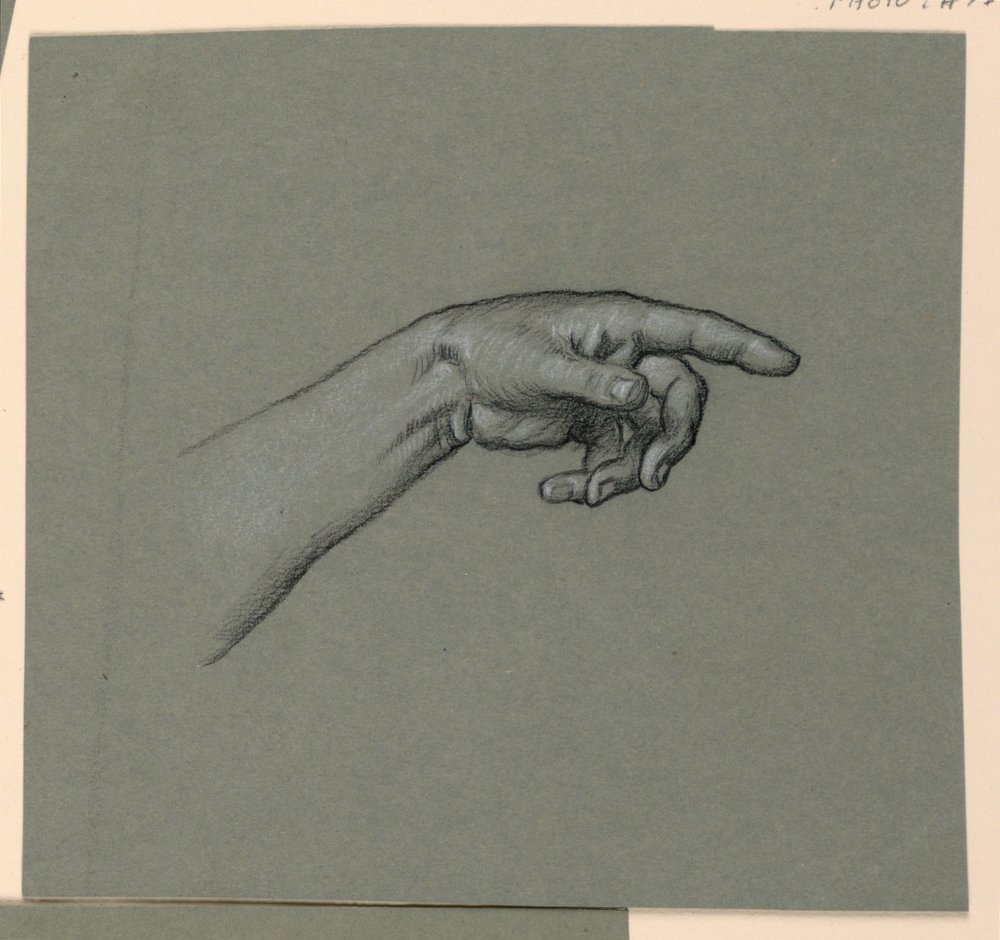 Pointing Left Hand and Wrist by Elihu Vedder: Fine art print