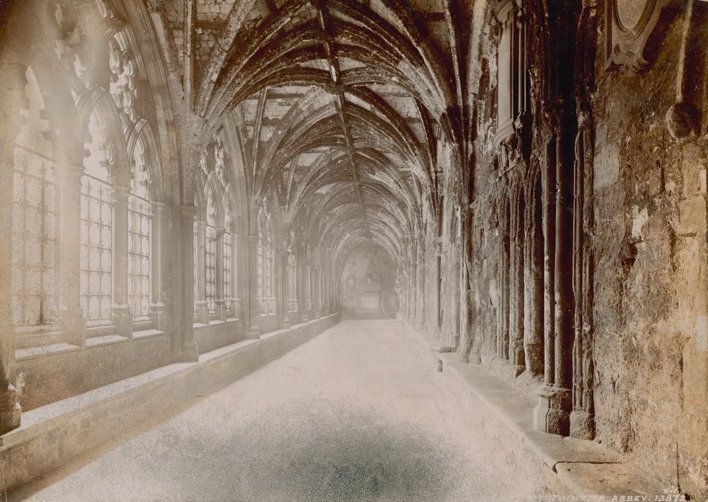 Interior of the cloisters at Westminster Abbey