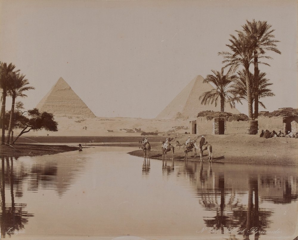 View of the Pyramids, Egypt, 1893 by English Photographer
